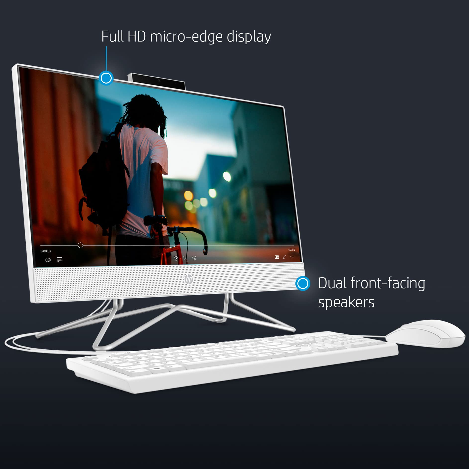 HP 22 AIO 21.5" FHD Business All-in-One Desktop Computer, Intel Celeron J4025 Up to 2.9GHz, 64GB DDR4 RAM, 2TB PCIe SSD, WiFi, Bluetooth, Keyboard and Mouse, Windows 11 Pro