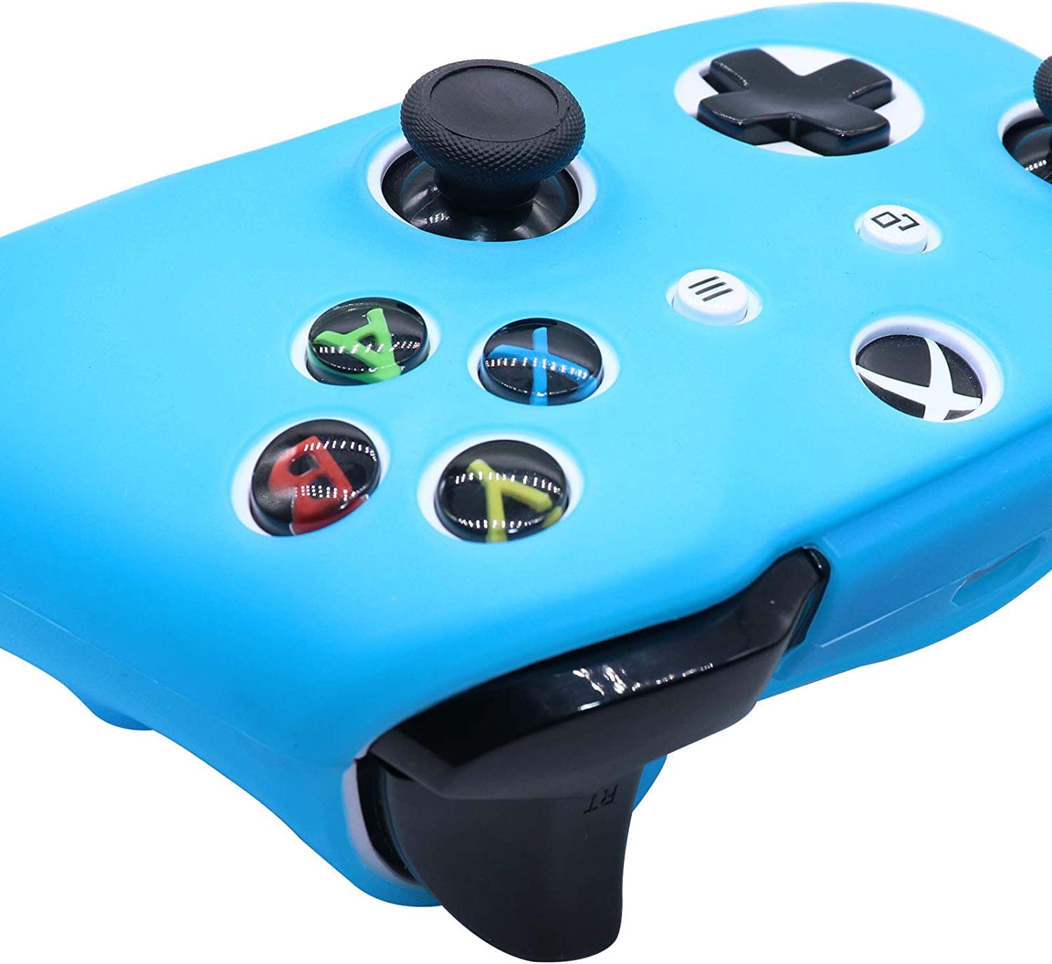 HLRAO Blue Silicone Cover Skin for Xbox One S/X Controller Glow in The Dark Anti-Slip Soft Rubber Case Protector Accessories Set with 8 Glow in The Dark Thumb Grips Caps + 2 Cute Cat Paw Caps.