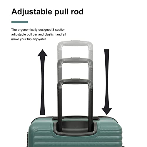 Travelhouse Hard Shell Luggage Set: Lightweight Carry-On with Silent Airplane Spinner Wheels, TSA Lock and Cool Rolling Design - Ideal for Business Trips and Back to School (Green)
