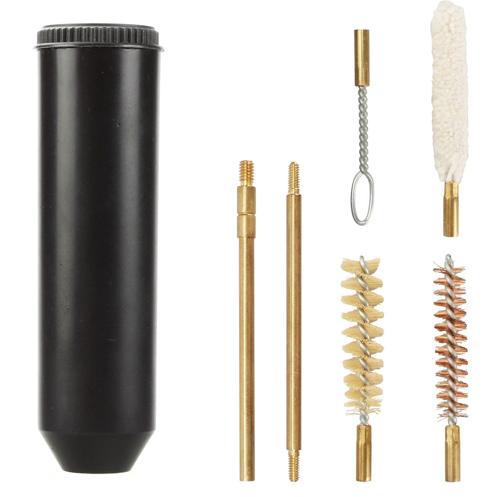 HOMVIDA Pistol Gun Cleaning Kit .38/.357/9mm Caliber with Brass Brush Rod Cotton Mop Slotted Loop - Portable Pocket Size Contains 7 Pieces Must-Have Tools