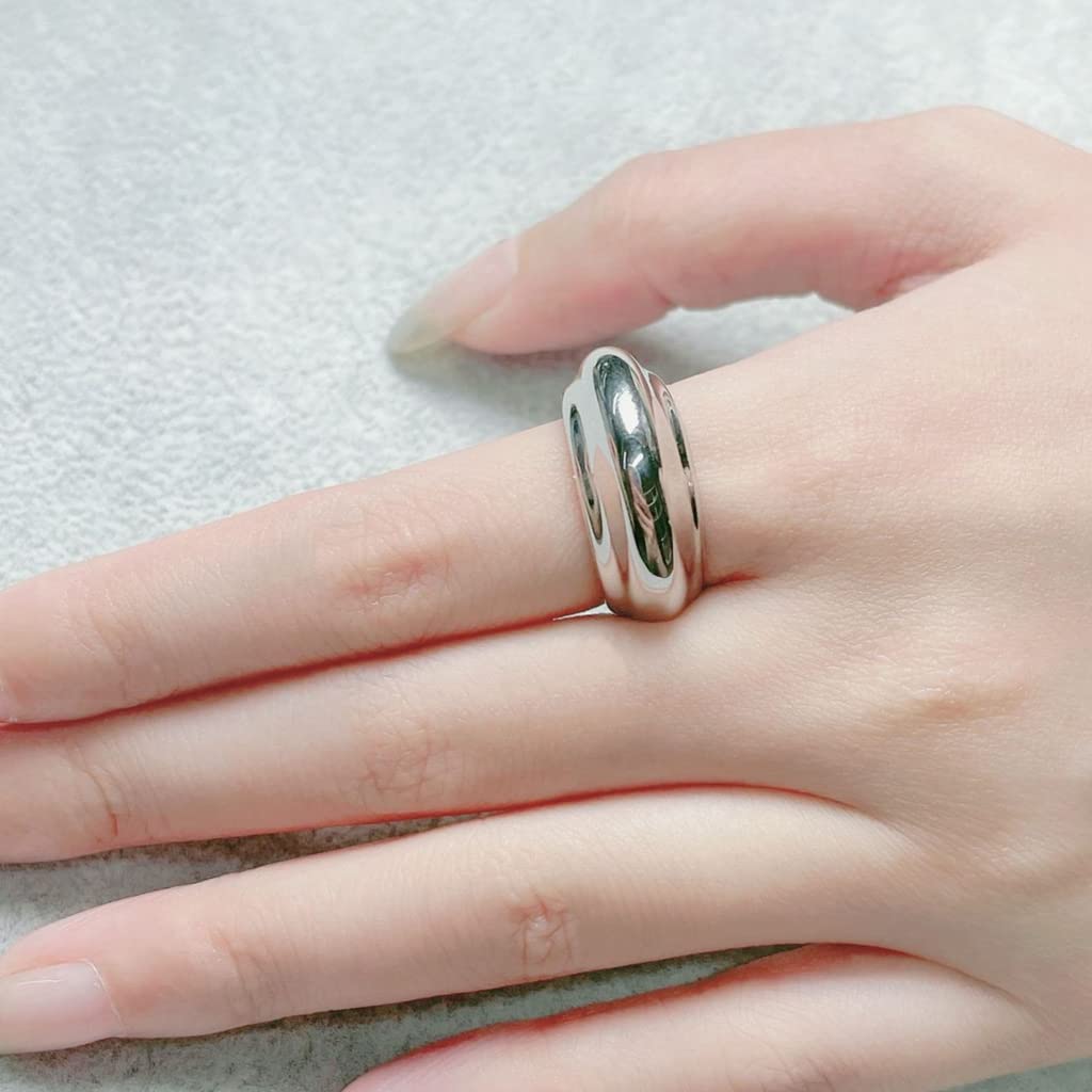 Jude Jewelers Stainless Steel Classical Simple Plain Domed Mountain Style Statement Wedding Promise Anniversary Ring (Silver, 5)