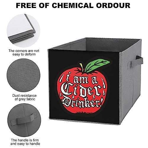 I'm A Cider Drinker Apple Storage Cubes with Handles Foldable Fabric Bins Organizing Baskets for Shelves Closet