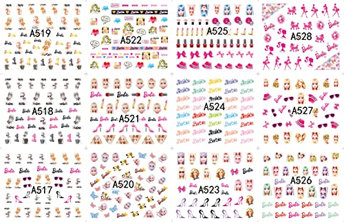 ZEJIANG 4 Sheets Cartoon Water Slide Nail Art Decals Water Transfer Nail Decals Sticker for Pretty Girl (B)