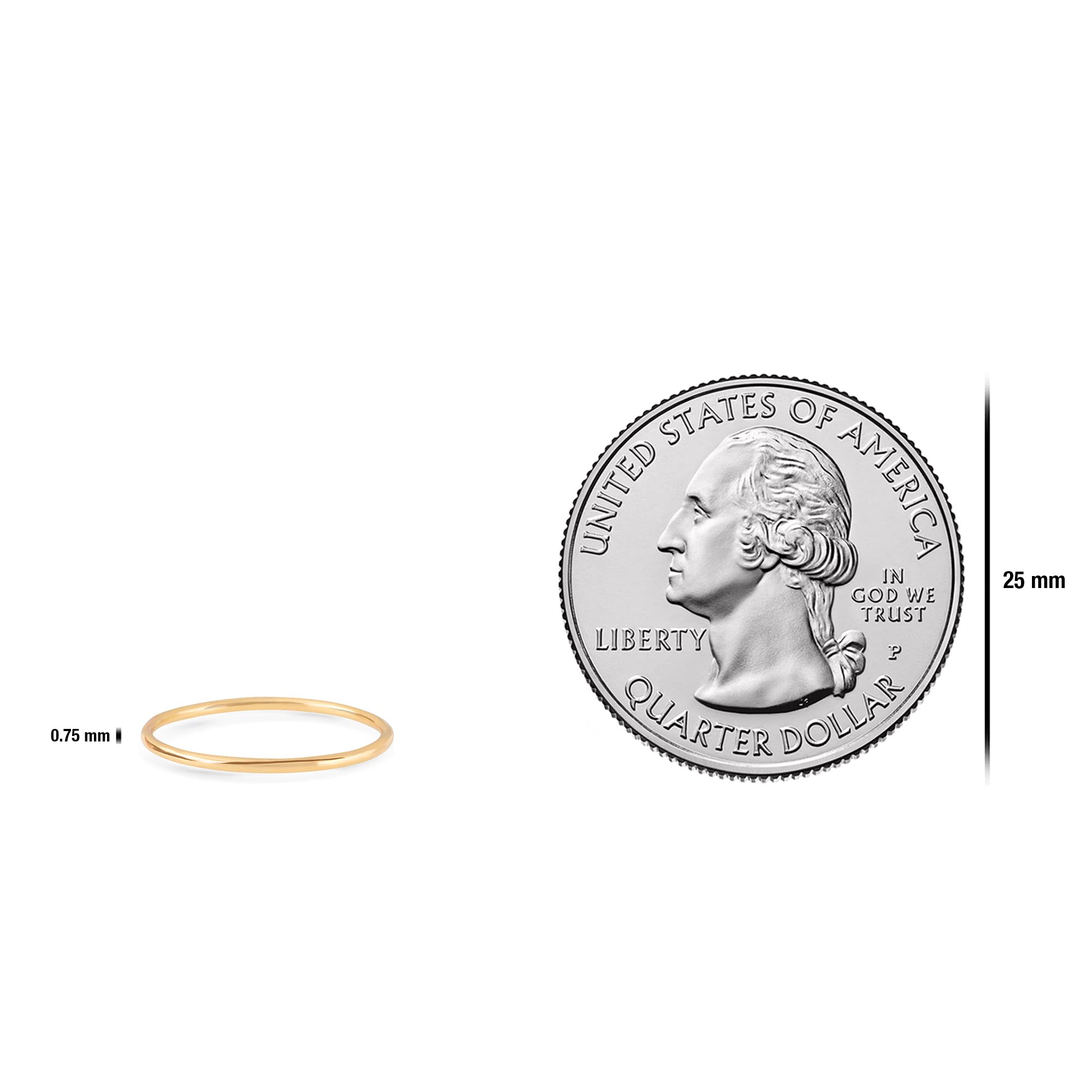 JULIETTE COLLECTION 14K Yellow Gold 0.75MM Thin Band Stacking Rings for Women β Size 8.75