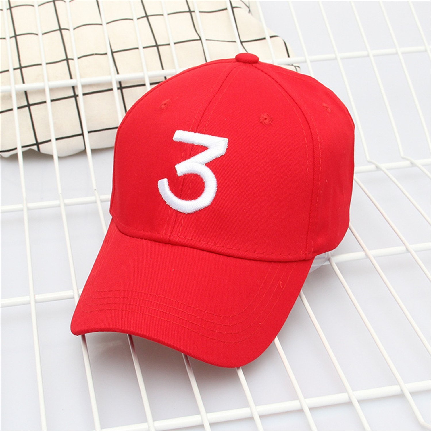 IVYRISE Embroider Chance Baseball Caps Hats Cool Baseball Rapper Number 3 Caps, Rock Hip Hop Classic Casquette with Adjustable Strap, Cotton Sunbonnet Plain Hat (white and black)