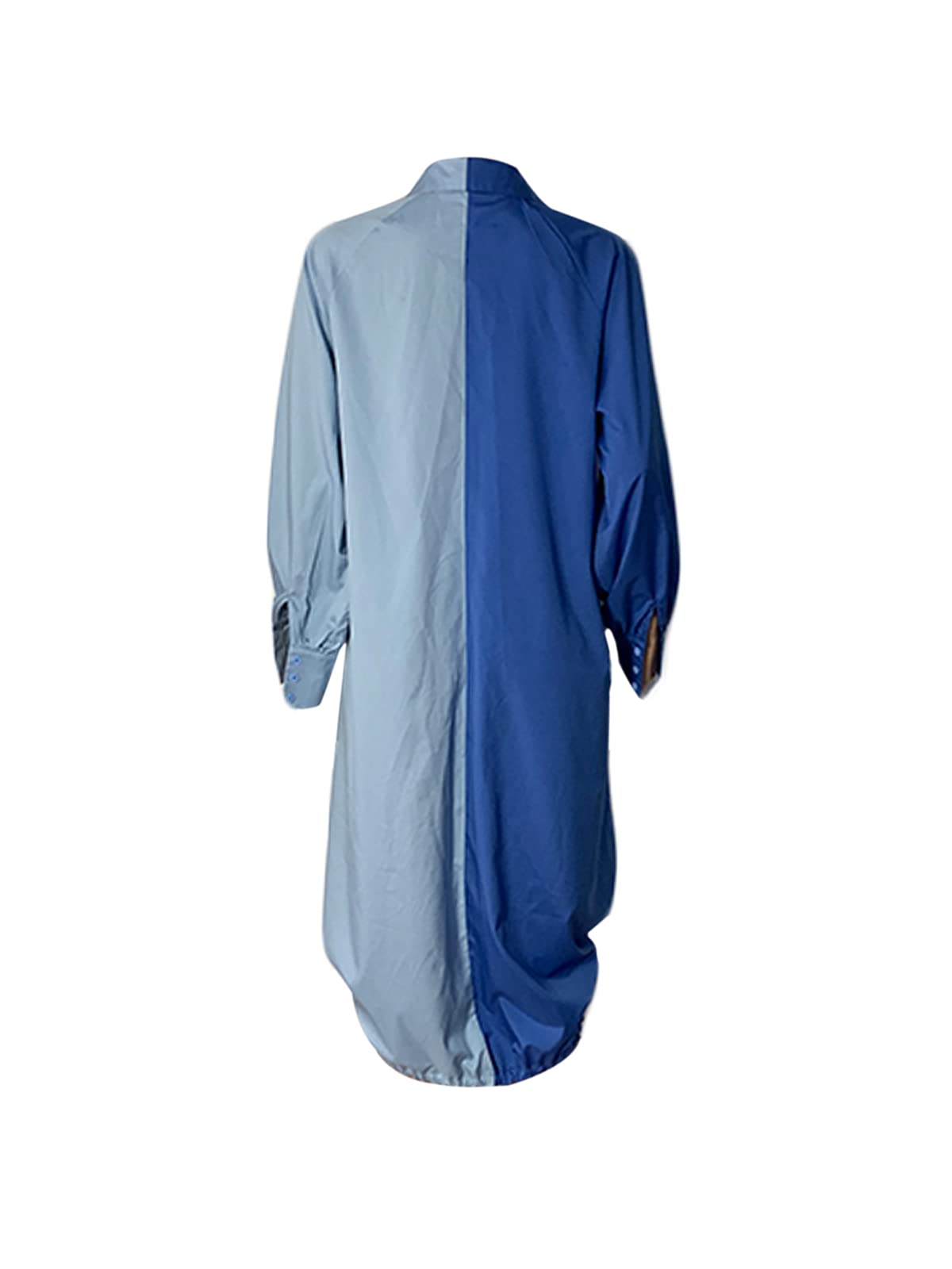 Hoibmasp Women Casual High Low Button Down Shirt Dress Loose Mixi Dress Plus Size Drawstring Hem Top Blouse Dress Light Blue M