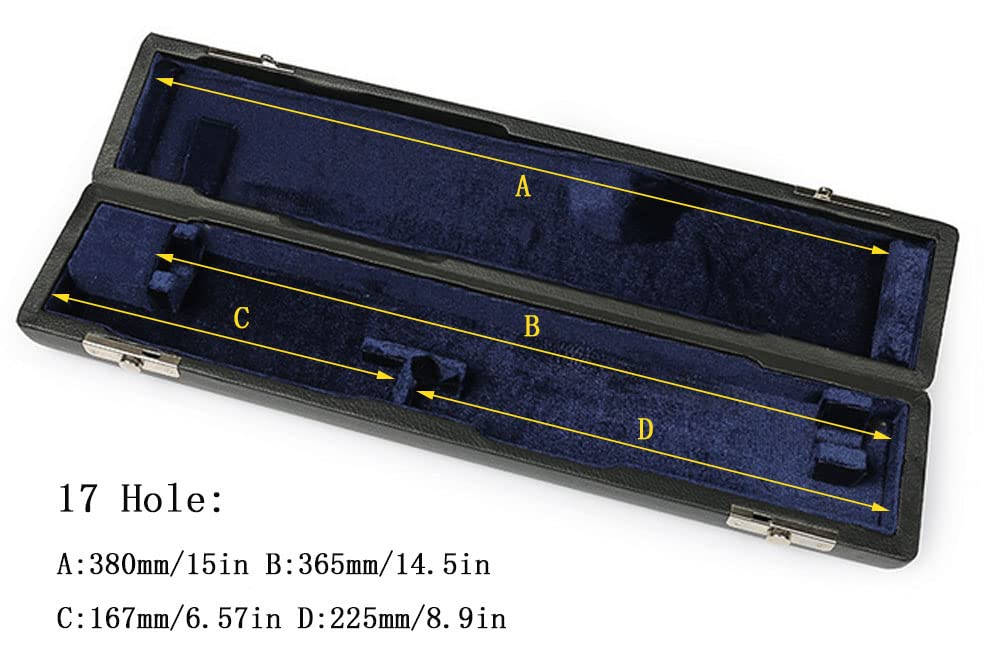 Jiayouy B Foot Joint Flute Case 17 Hole flute Bag Box PU Leather for Flute Players Musician Gift