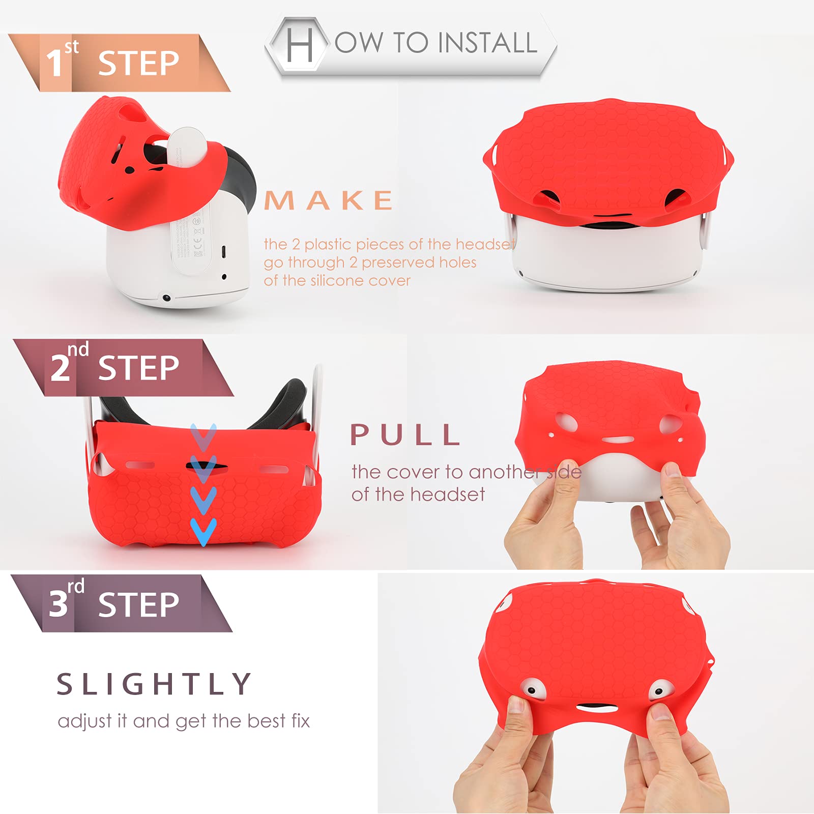 imeux Protective Shell Cover for Quest 2 Oculus Accessories VR Silicone Skin Front Face Protector Hood Kit Anti Dust Anti Scratch Preventing Collisions (Greyish White)