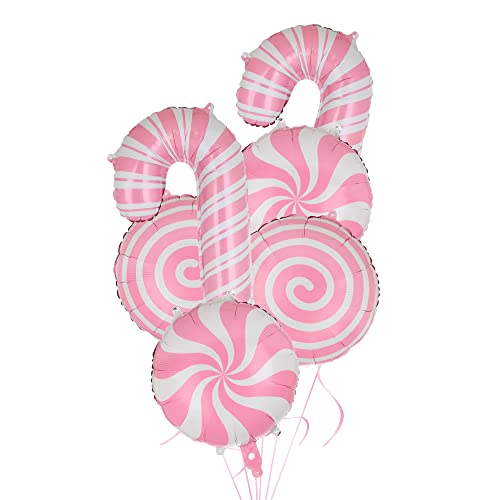 Sweet Candy Balloon Pink Candy Cane Balloons Lollipop Balloon Xmas Christmas Candies Theme Birthday Baby Shower Party Decor Supplies 10 Pcs Set