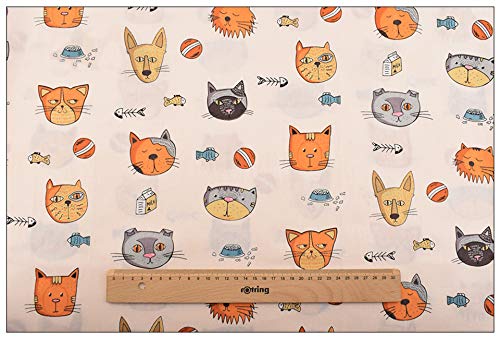 Hanjunzhao Cute Animals Cat Dog Fat Quarters Fabric Bundles 18 x 22 inch for Quilting Sewing Crafting