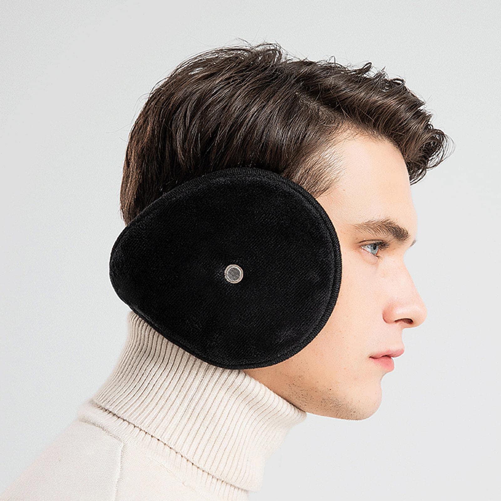 Men Winter Earmuffs with Earphone Cover Built-in Receiver EarMuffs Headphones Thicken Soft Plush Warm Earmuff Warmer