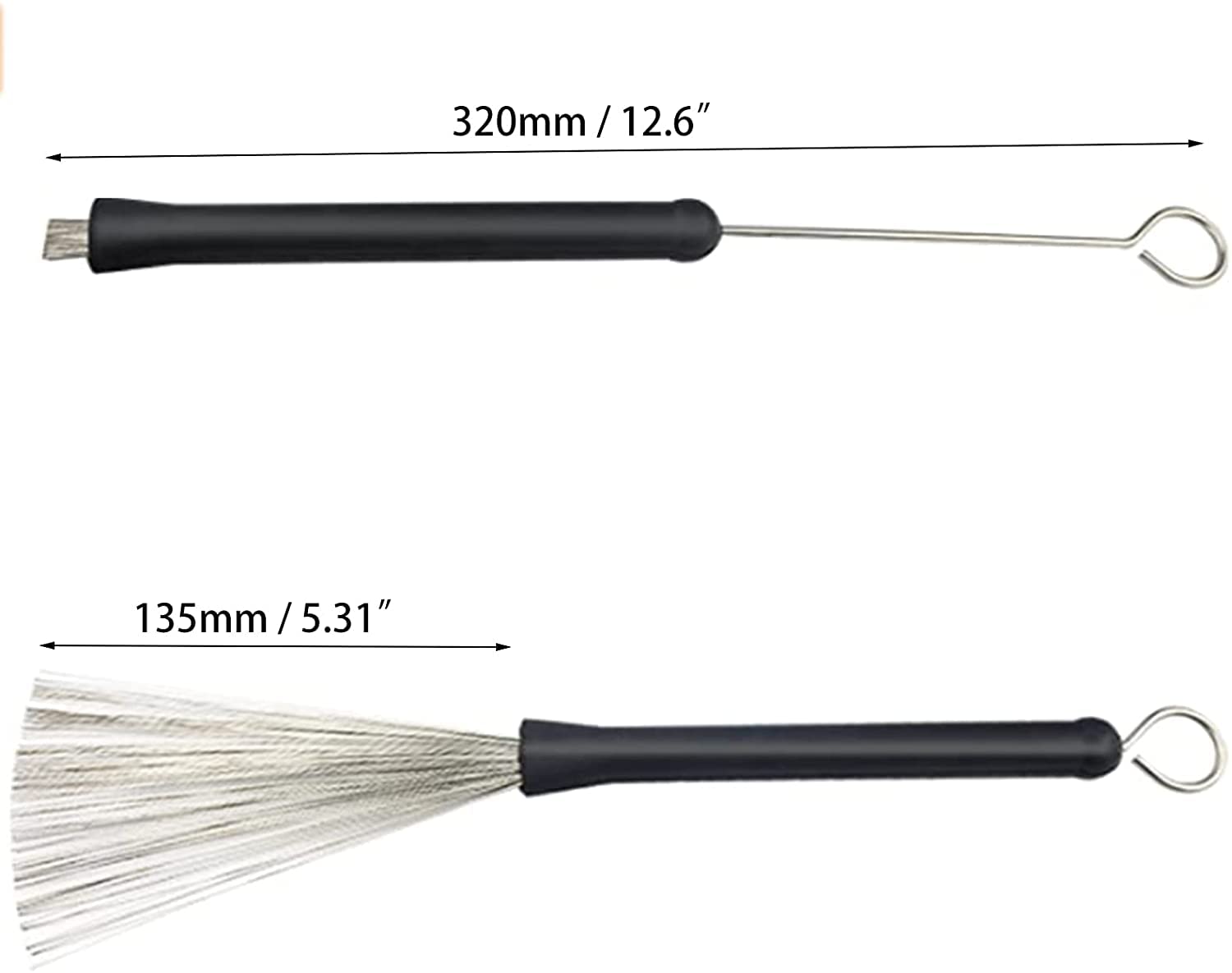 Jiayouy Retractable Drum Brushes Set 1 Pair Drum Wire Brushes and 1 Pair Nylon Brushes set for Cajon Jazz Acoustic Drummer Playing Music Lover