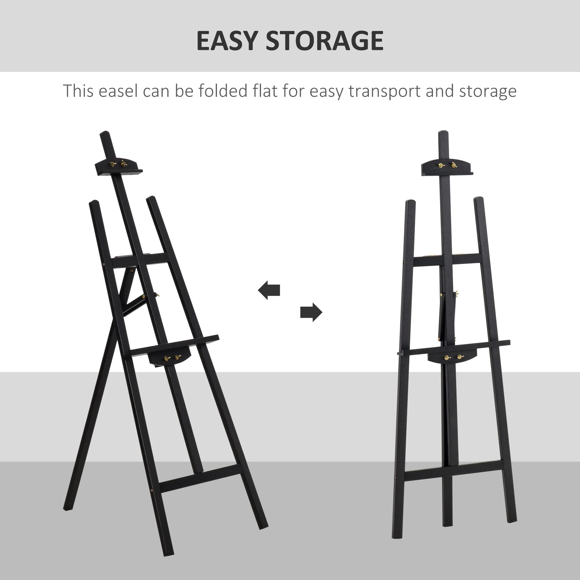 HOMCOM A-Frame Easel of Maximum Height 53", Holds Canvases Up to 43", Painting Studio Art Easel That Tilts up to 75° Degrees for Adults, Beginners, Students, Black