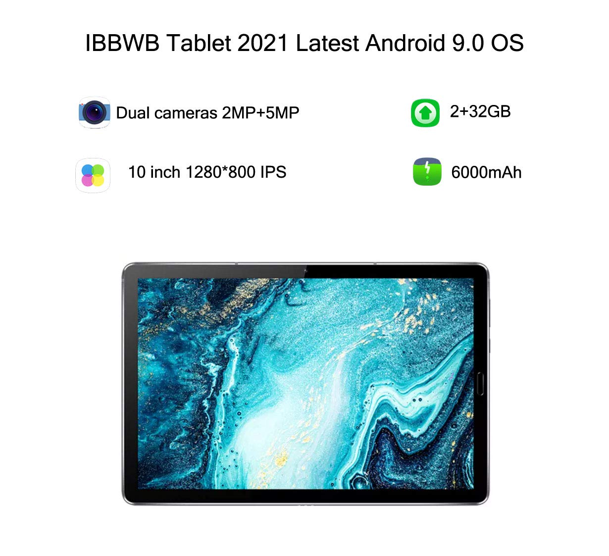 IBBWB Tablet 10 Inch Android Version, 3G Phone Tablets with 32GB Storage,Dual Sim Card,Support 3G Phone Call, HD Touchscreen,5MP Camera,WiFi, Bluetooth, GPS