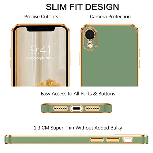 VENINGO iPhone XR Case, Phone Cases for iPhone XR,Slim Fit Soft TPU Rubber with Adjustable Wristband Kickstand Scratch Resistant Shockproof Protective Cover for Apple iPhone XR 6.1 Inch, Matcha Green