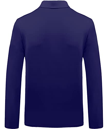 LLdress White Graphic Mens Polo Shirts Long Sleeve Moisture Wicking Collared Golf Casual T-Shirt, White L