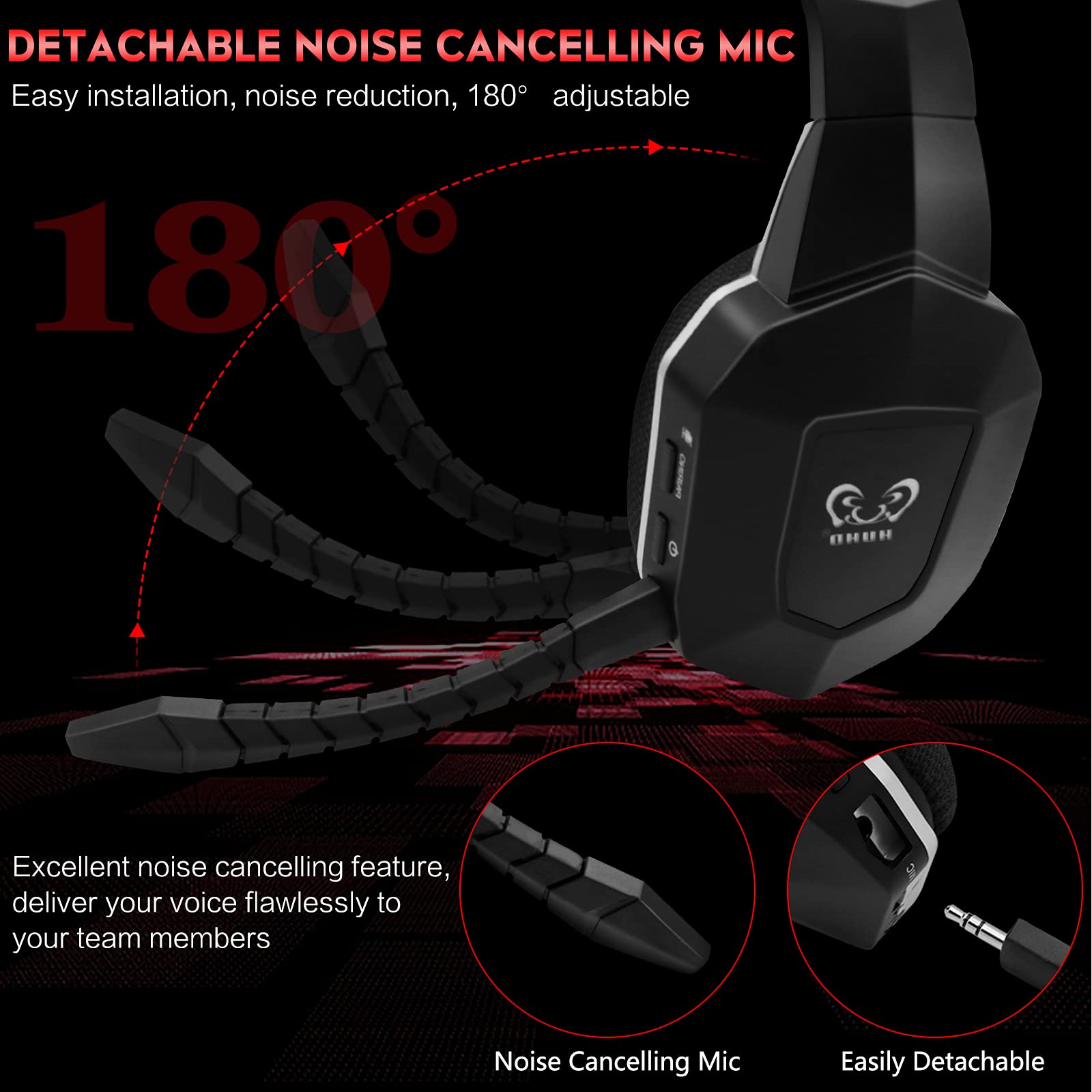 HUHD Wireless Gaming Headset Headphones for Xbox one (Red)