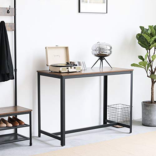 IBUYKE Bar Table, High Dining Table, ndustrial Bar Counter, Home Office Desk with Metal Frame, 47.2 x 23.6 x 35.6 in, Desk for Living Room, Kitchen, Rustic Brown GL-TMJ013H