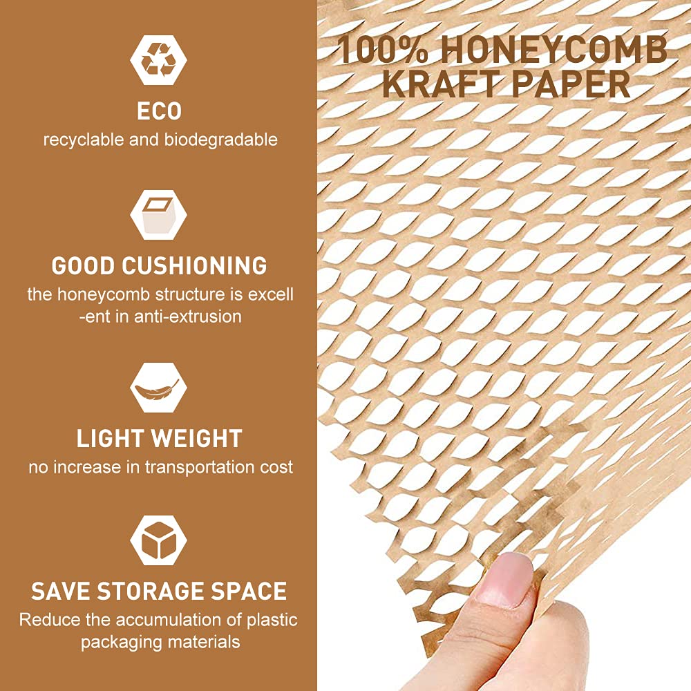 Honeycomb Cushioning Wrap Paper,Eco-Friendly Black Perforated Packing Roll 15" X 98' Biodegradable & Fully Recyclable for Packing & Moving Void Fill Paper (Black, 15" X 98')