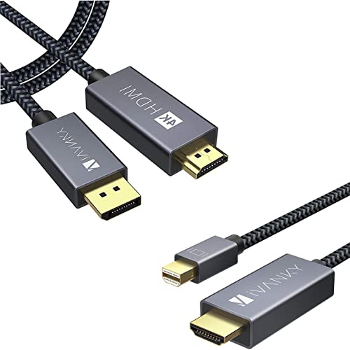 IVANKY Mini DisplayPort to HDMI Cable, and Uni-Directional 4k@30HzDisplayPort to HDMI Cable