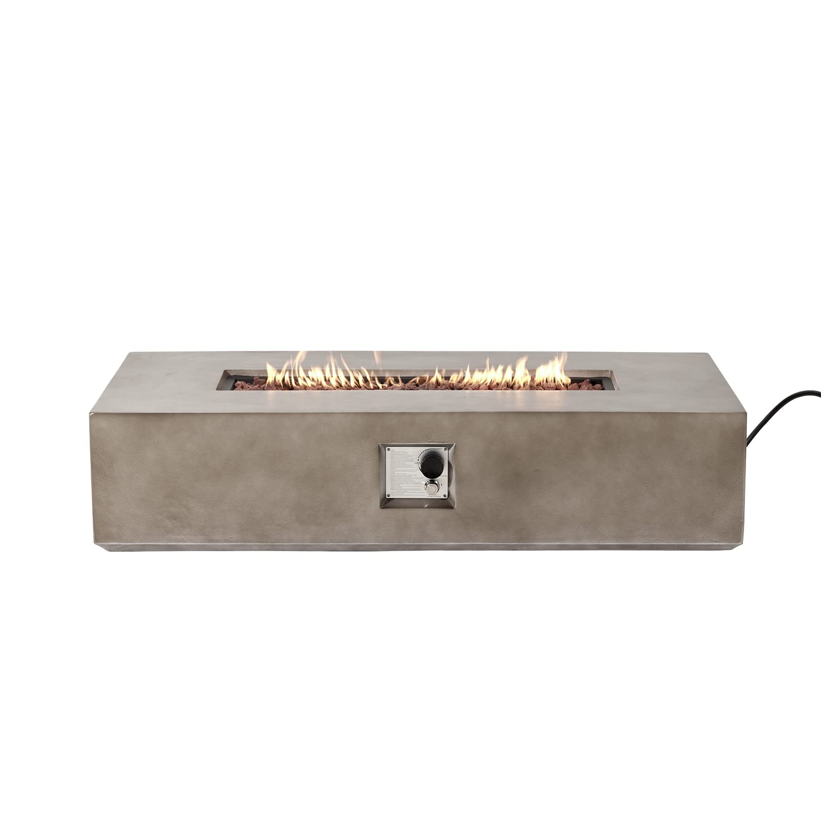HOMPUS Outdoor Rectangular Propane Fire Pit Table, 56''x28ββx13'' Fire Table, 50000 BTU Fire Pit w Free Waterproof Cover & Fire Stone for Patio, Garden, Grey