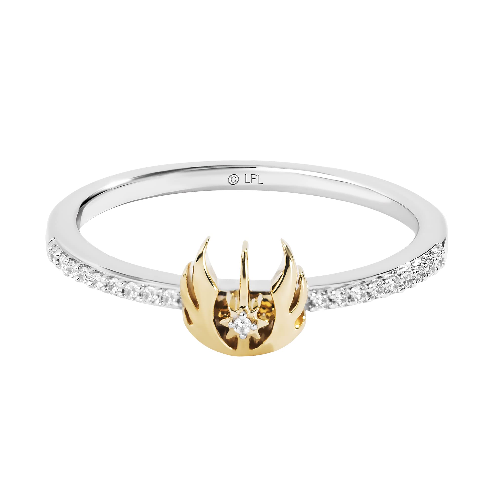 Jewelili Star Wars™ Fine Jewelry The Jedi™ Order Women's Ring Diamond Accent, Sterling Silver and 10K Yellow Gold