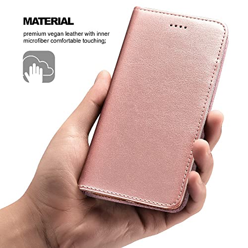 iPhone 7/8 Wallet Case, ICARERCASE iPhone SE Case 2020 Premium PU Leather Folio Flip Cover with kickstand and Credit Slots for Apple iPhone 7,iPhone 8, iPhone SE 2nd, iPhone SE 3rd 4.7 Inch(Rose Gold)