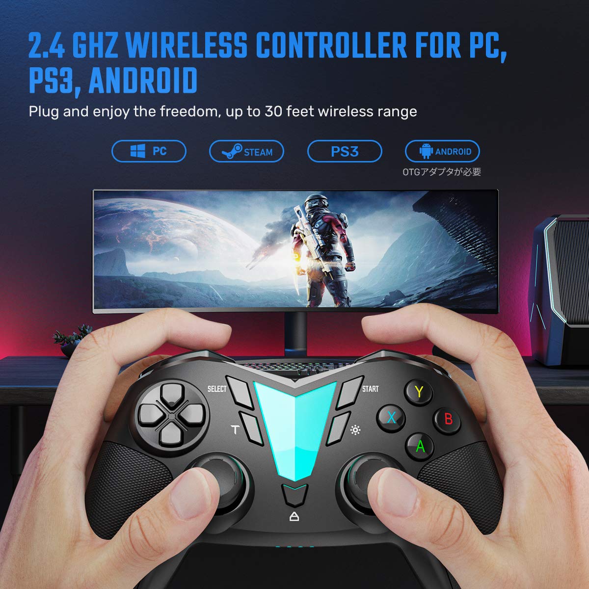 IFYOO V911 2.4G Wireless PC Game Controller USB Gaming Gamepad Joystick For Computer & Laptop & Notebook (Windows 10/8/7/XP, Steam), Android and PS3 - Black