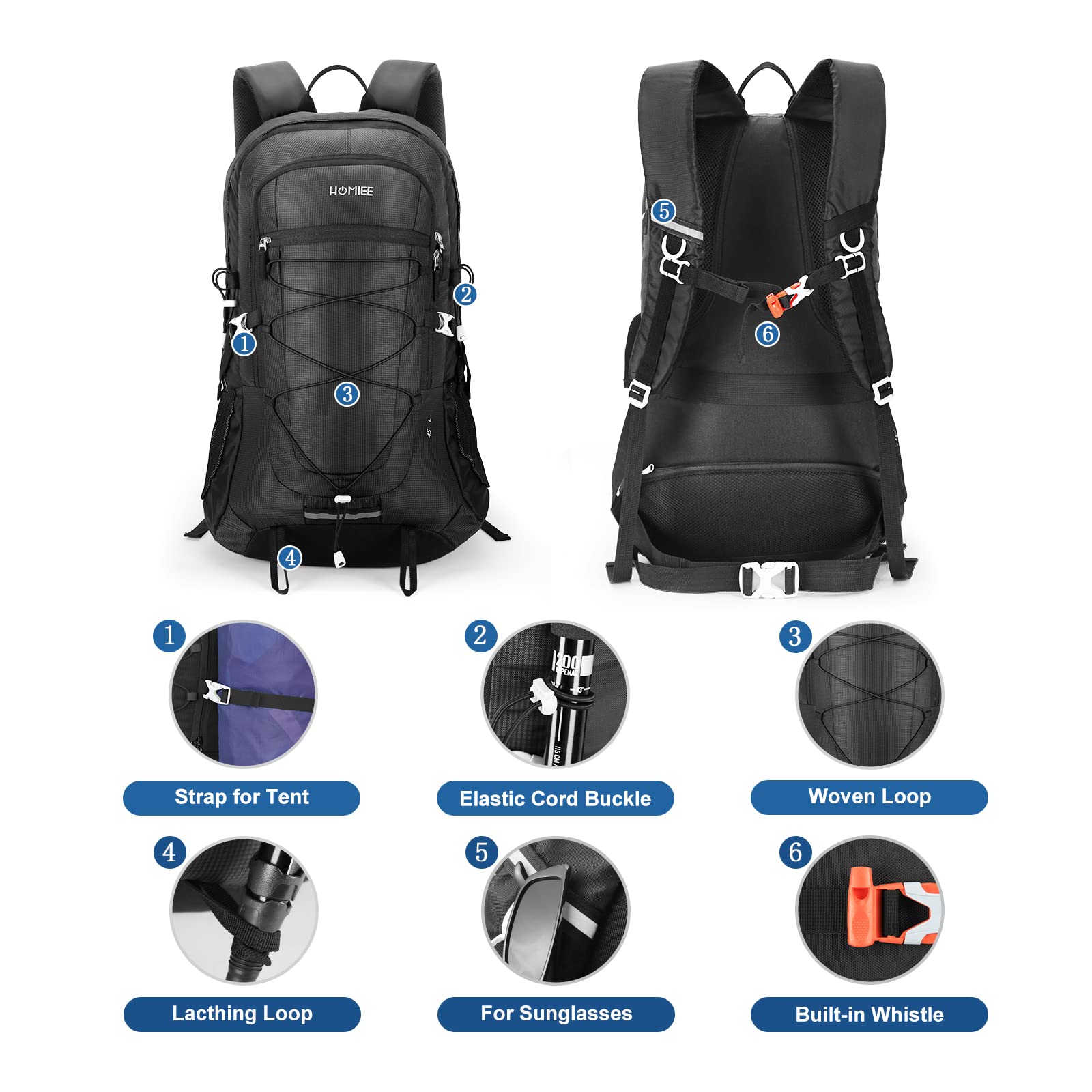 HOMIEE 45L Hiking Backpack Lightweight Travel Backpack Outdoor Camping Daypack for Men Women