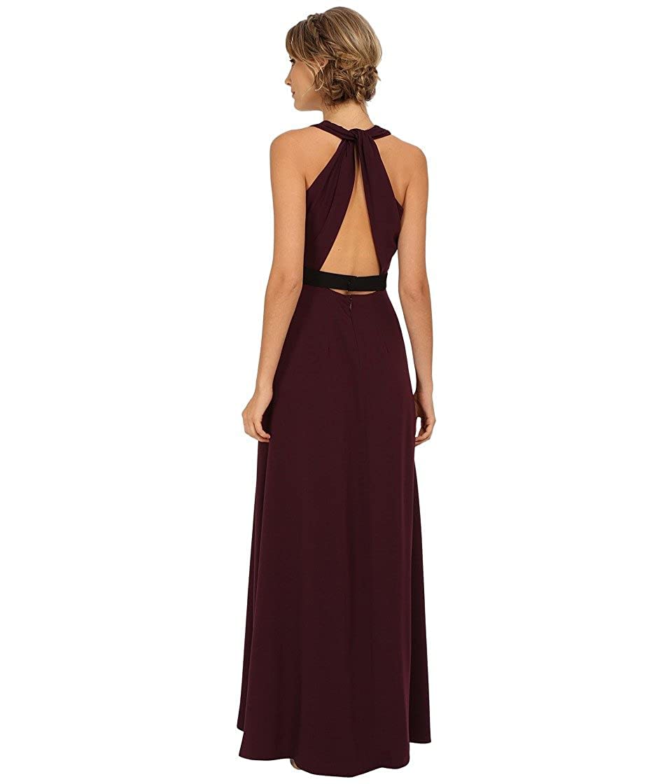 Jill Jill Stuart Women’s Sleeveless Deep V Belted Crepe Gown Black 10