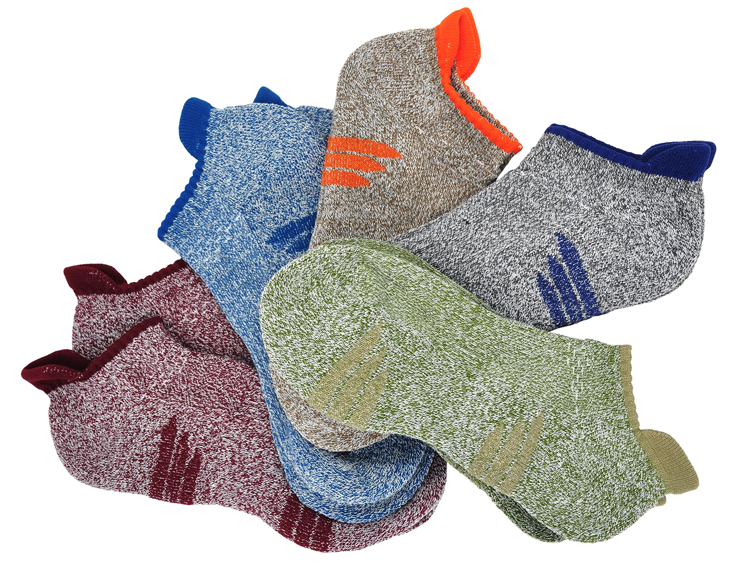 Hellomamma Mens Hiking Socks Athletic Running Ankle Sock Thick Cushion Boot Cotton Socks for Cycling Trekking 5 Pairs