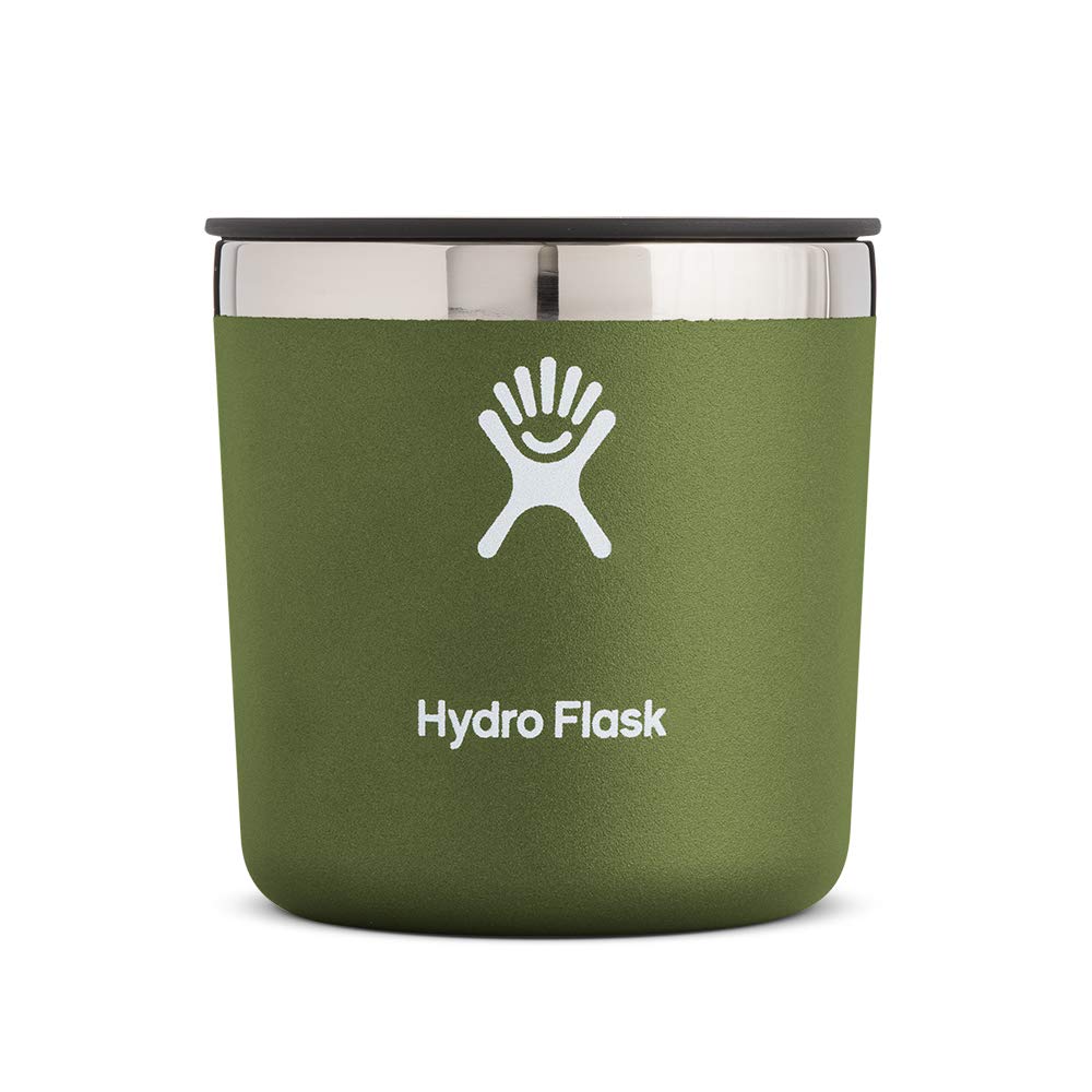 Hydro Flask 10 oz Rocks Cup - Stainless Steel & Vacuum Insulated - Whiskey Glass Press-In Lid - Olive