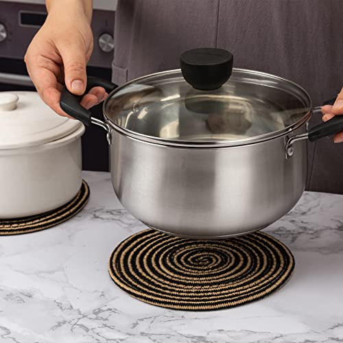 Trivets for Hot Dishes, Large Trivet for Hot Pots and Pans 8 inches, Hot Pads for Kitchen Table, Coasters Cotton Mat to Protect Counter, Cooking Potholder (Stripe 5 Pcs)