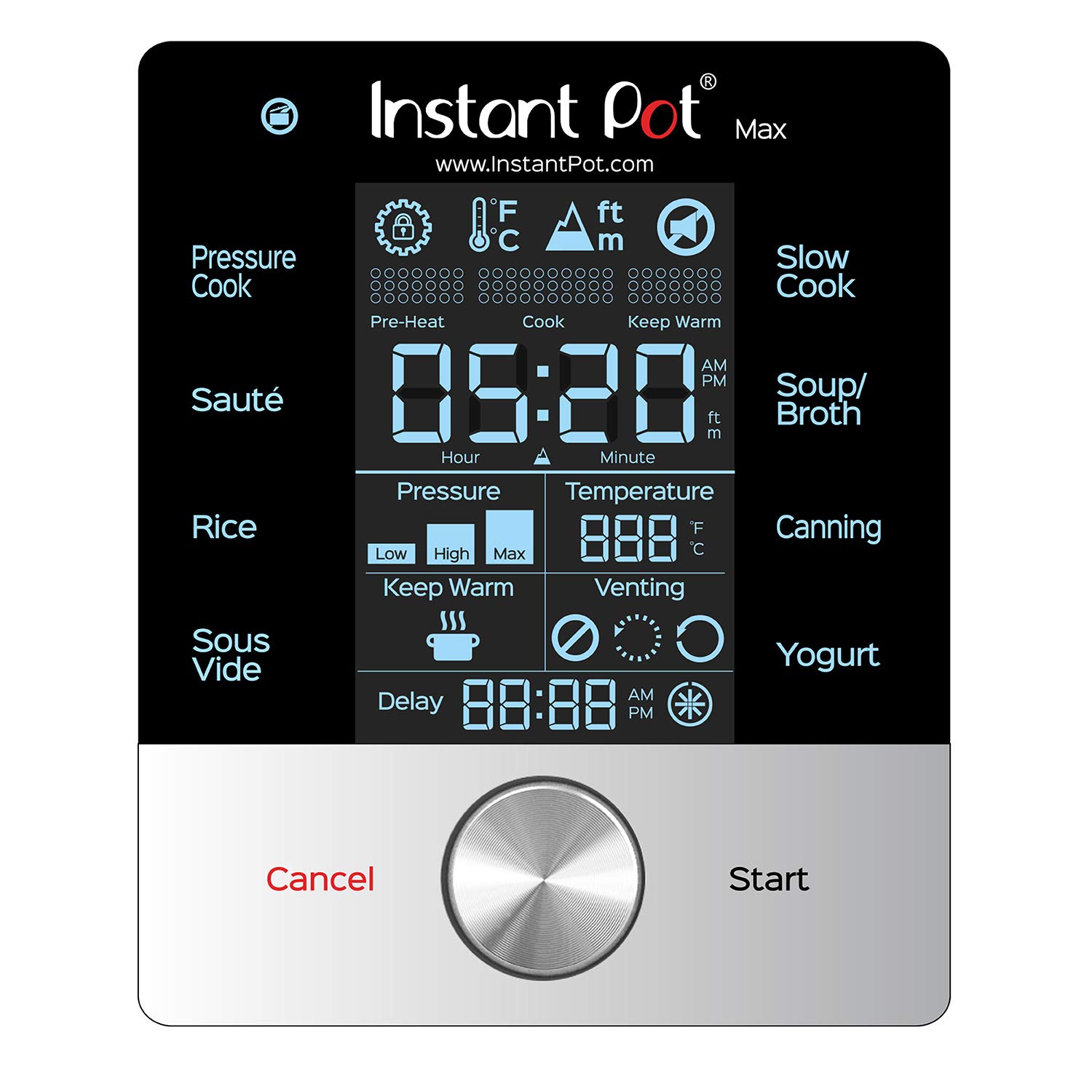 Instant Pot Max 6 Quart Multi-use Electric Pressure Cooker with 15psi Pressure Cooking, Sous Vide, Auto Steam Release Control and Touch Screen