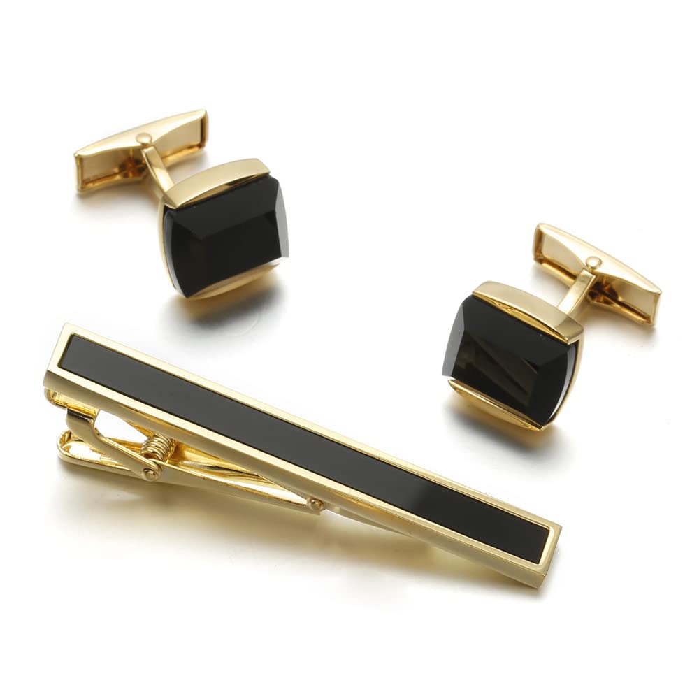 Men's Cufflinks Men's Professional Tie Clips Premium Gold Suit Cufflinks Inlaid Accessory Clips