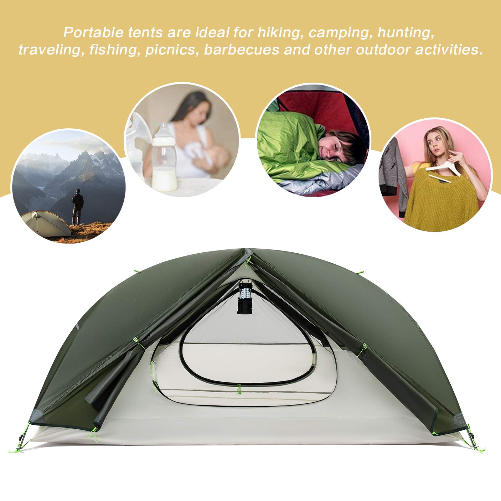 INOVO Camping Tent 2-3 Person Lightweight Backpacking Waterproof Easy to Install Suitable for Hiking,Travel,Mountaineering