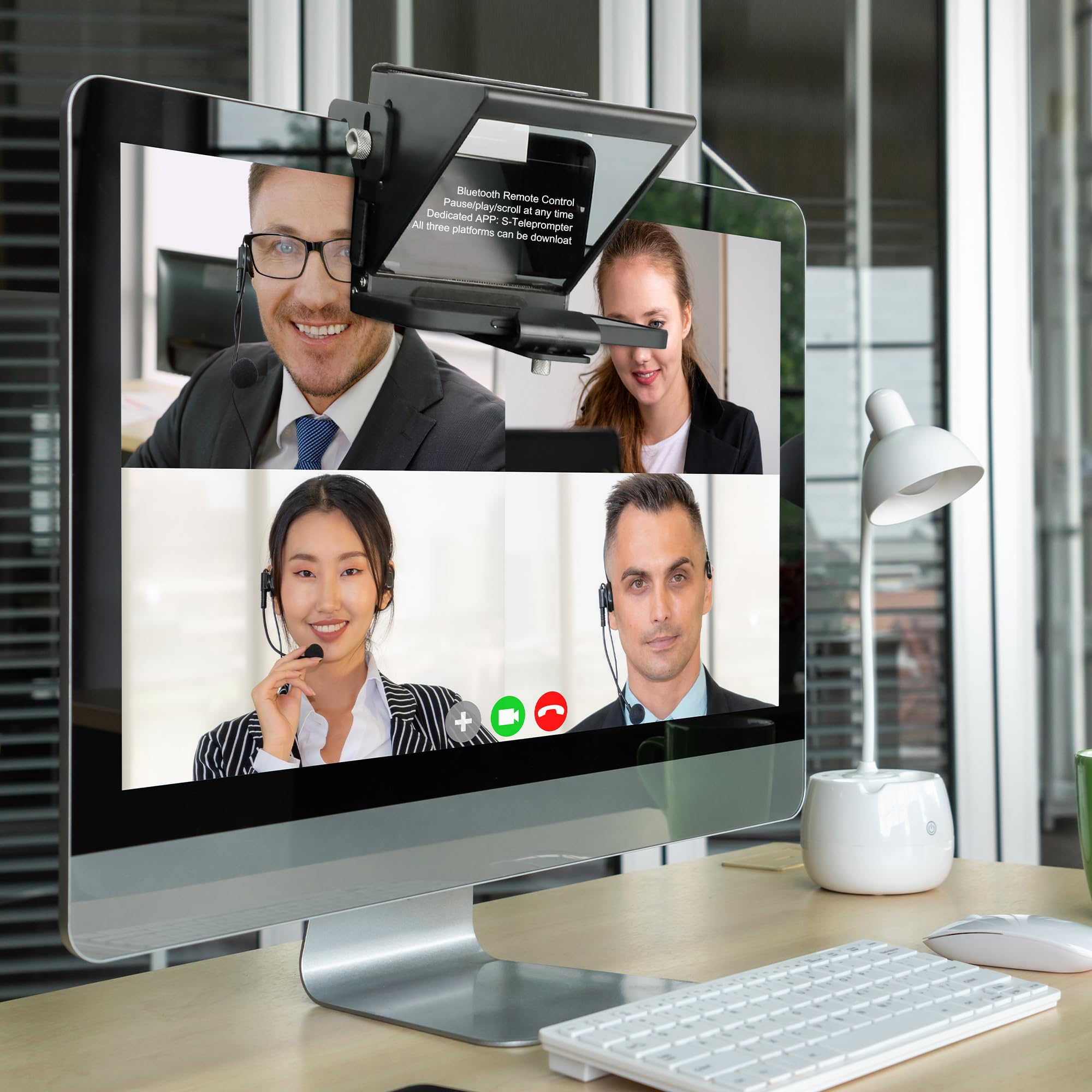 ILOKNZI Portable Mini Teleprompter with Remote Control and Free Teleprompter APP, for Laptap and DSLR Camera, for Online Meeting and Making Videos
