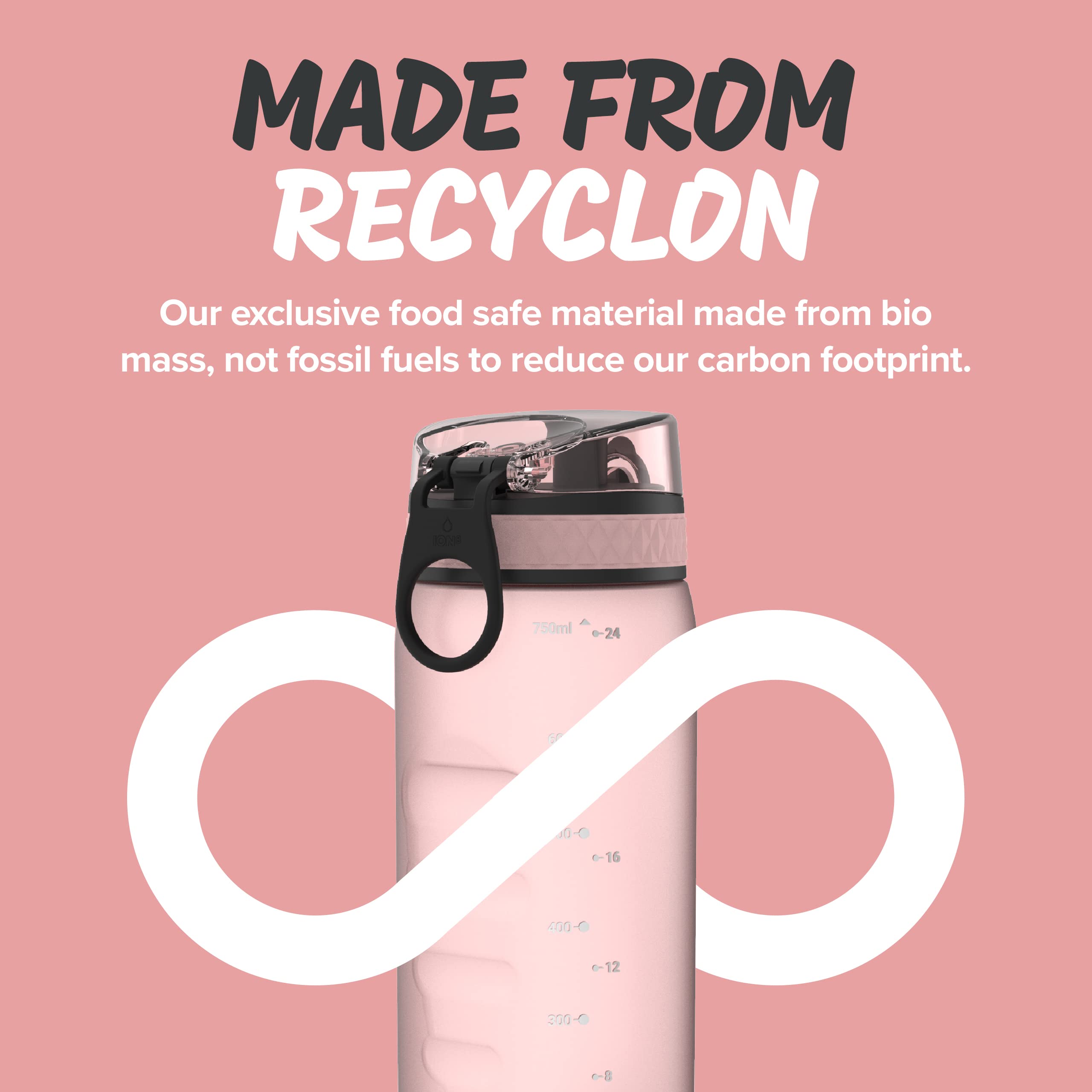 Ion8 Tour Leak Proof BPA Free Cycling Water Bottle, 750ml (24 oz), Frosted Rose Quartz