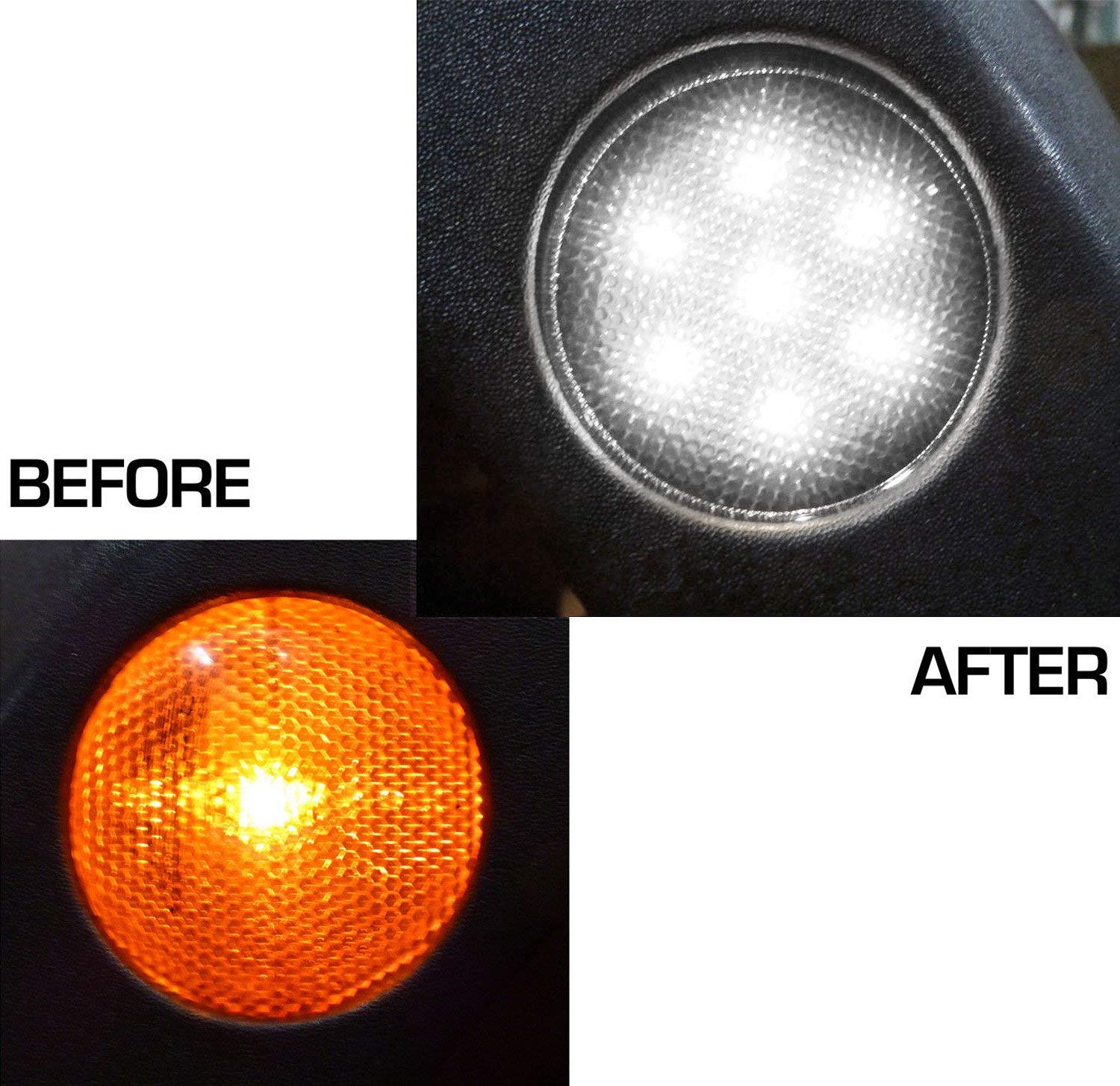 iJDMTOY Smoked Lens White Full LED Front Fender Flare Side Marker Light Kit Compatible With Jeep 2007-2017 Wrangler JK, Replace OEM Amber or Clear Sidemarker Lamps