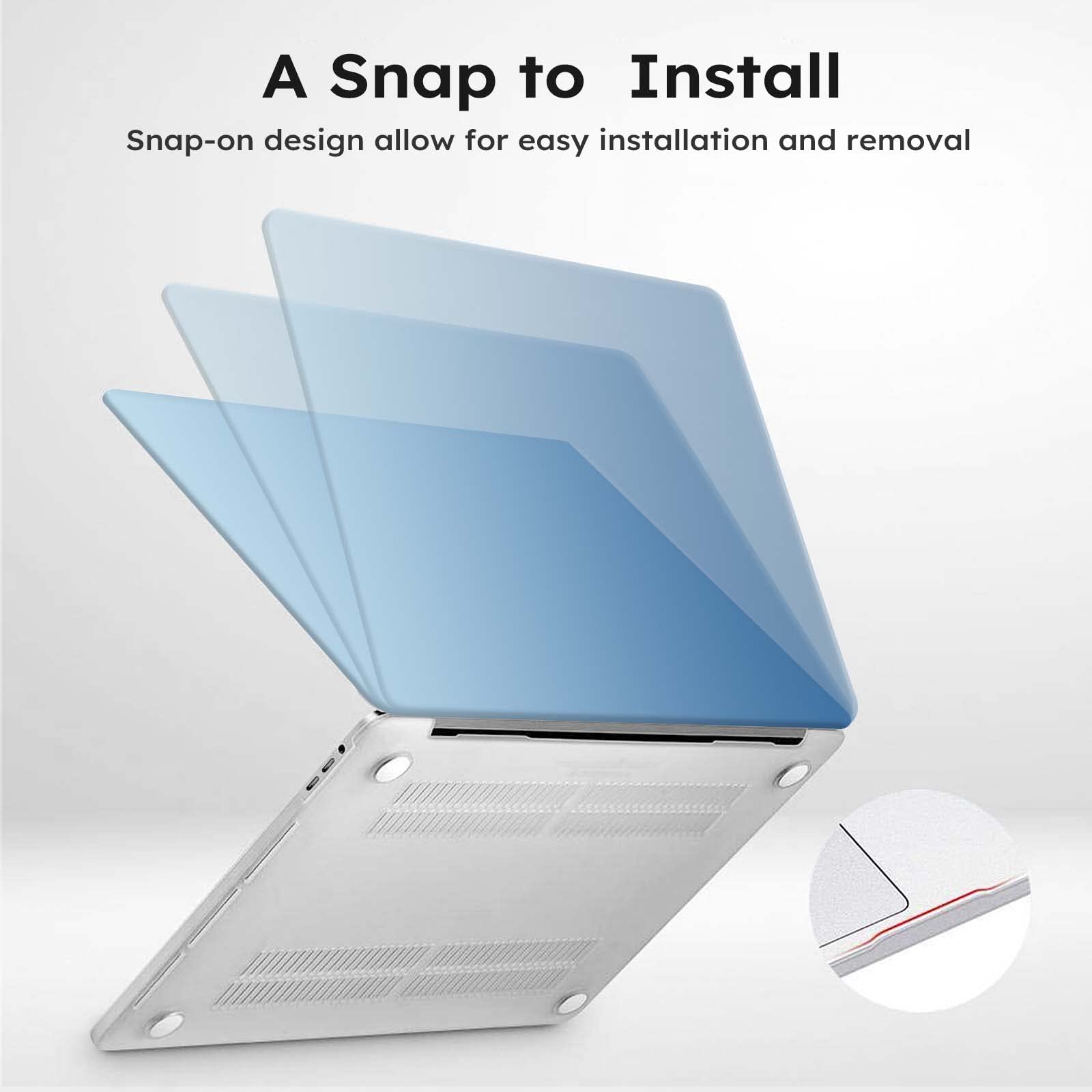 iCasso iCasso Compatible with MacBook Air 13 inch Case 2022, 2021-2018 Release A2337 M1 A2179 A1932 Retina Display Touch ID, Plastic Hard Shell Case + Keyboard Cover + Screen Protector - Blue Gradient