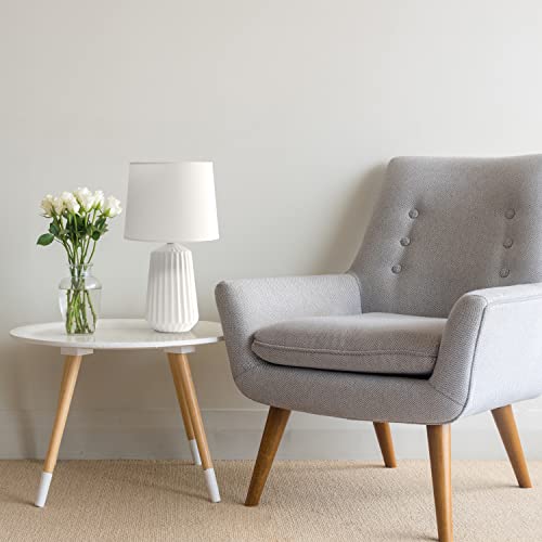Simple Designs LT1119-OFF Pleated English Ceramic Base Bedside Table Lamp, Off White