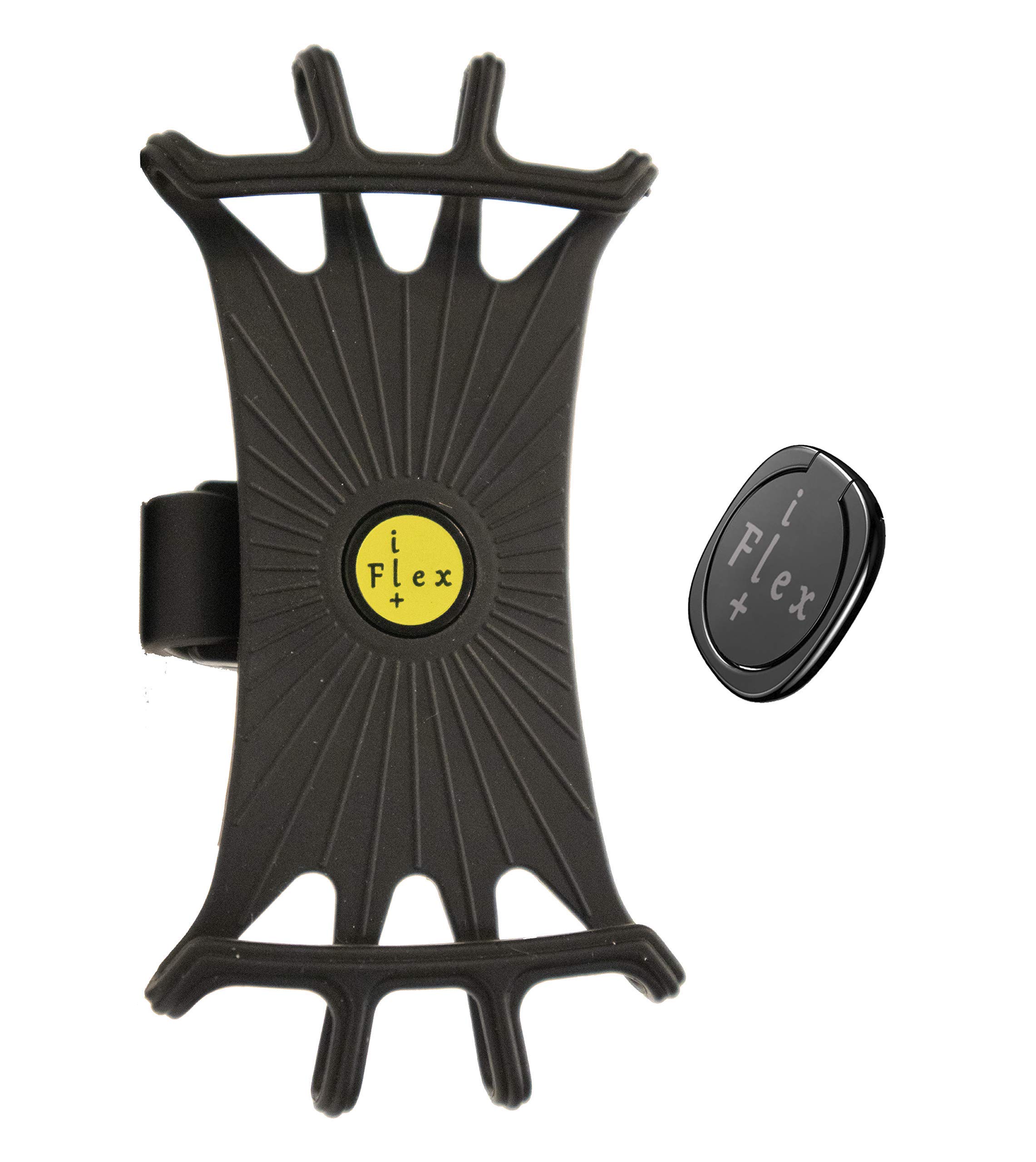 iFlexplus Bike Phone Holder for iPhone 12 Pro/12 mini/12/11 Pro Max/XR/8, Samsung S20/S10, Adjustable Universal Silicone Phone Mount for Bicycle/Stroller/Handlebar Accessories (1 Pack)