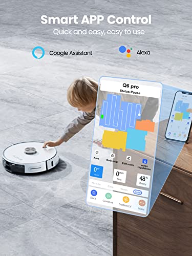 HONITURE Robot Vacuum and Mop Combo,Q6 Pro Robot Vacuum Cleaner with Self-Emptying,4000pa Max Suction Laser Navigator Robotic Vacuum with Smart Mapping,250 Mins Run-Time,App Control,Ideal for Pet Hair