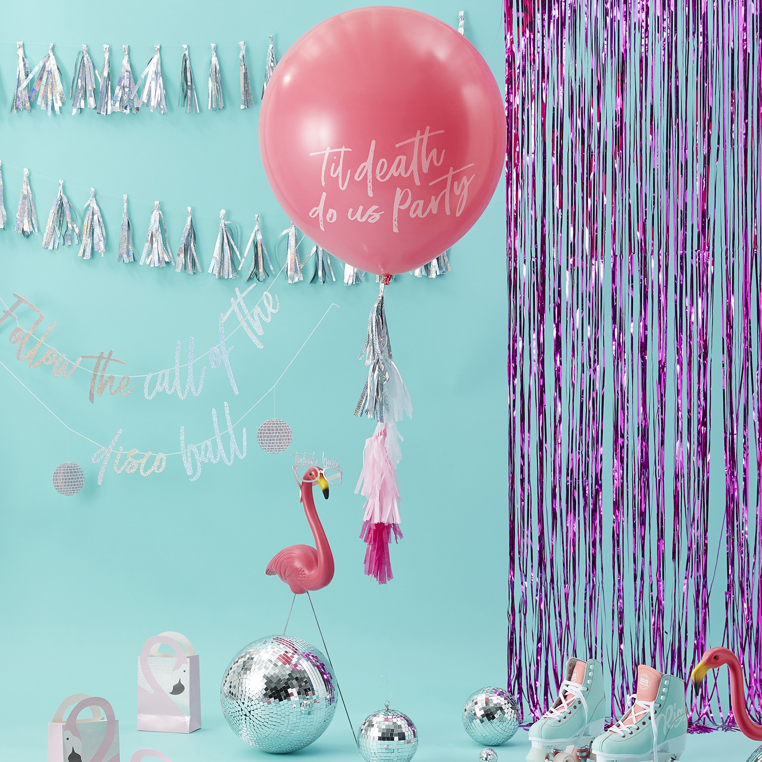 Iridescent Foiled Disco Ball Silver Backdrop - 3 metre