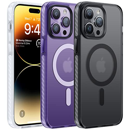 TORRAS Upgraded Matte Case for iPhone 14 Pro Case,[12FT Military Grade Protection][Compatible with MagSafe] Slim Sleek Touch Translucent Phone Cover, Matte Black
