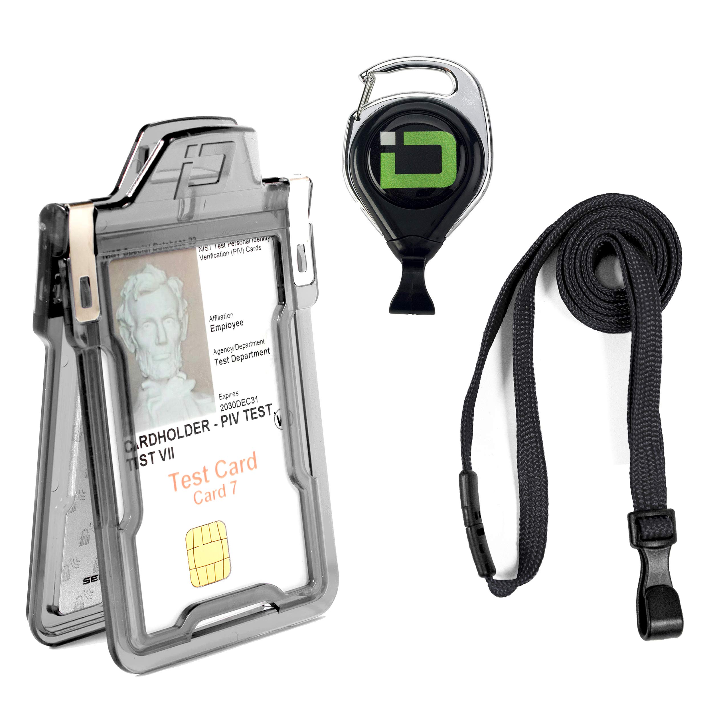 ID Stronghold Secure Badgeholder® Classic 1 Card ID Badge Holder with Lanyard and Retractable Reel - RFID Blocking Badge Holder Made in The USA