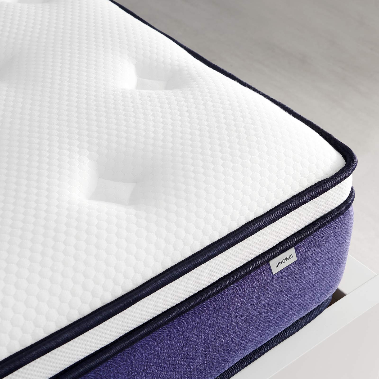 JINGWEI Queen Mattress, 10 Inch Individually Wrapped Pocket Coils Wrapped Pocketed Encased Coil Pocket Spring Mattress, Innerspring Foam Bed Mattress in a Box for Durable Support & Pressure Relief
