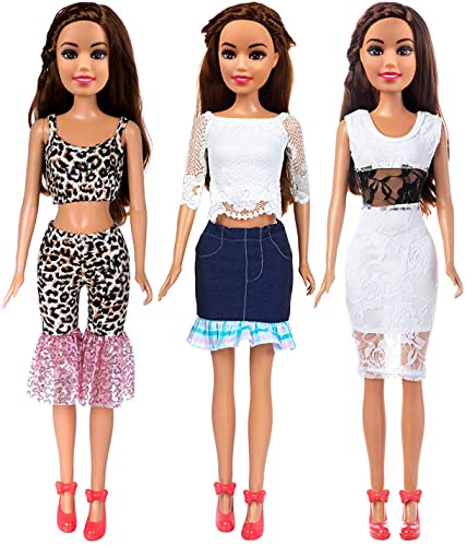 ZITA ELEMENT 3 Sets Fashion 28 Inch Girl Doll Clothes Dress Outfits - Quality Handmade Casual Wear Clothes Set Party Dress Clothing