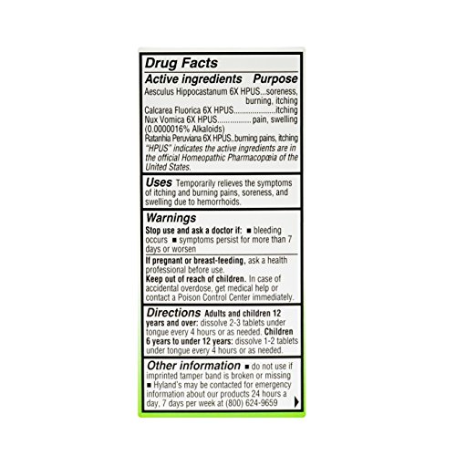 Hyland’s Hemmoroid Treatment, Natural Hemorrhoid Relief of Hemroid Itching and Hemerroid Burning from Hemorrhoids, 100 Quick Dissolving Tablets