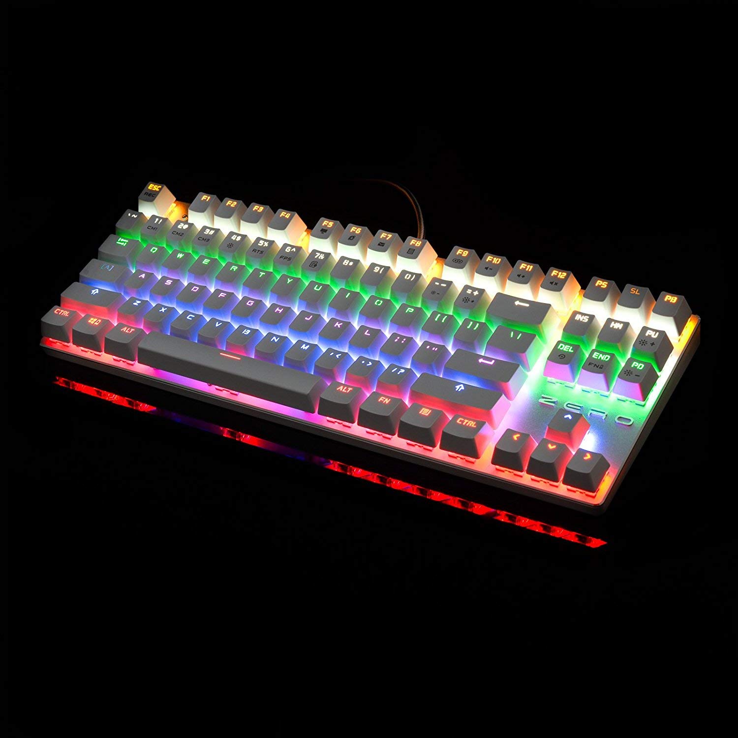 HiveNets 87 Keys Mechanical Gaming Keyboard US Layout Blue Switches Anti Ghosting with LED Breathing Backlit (White)
